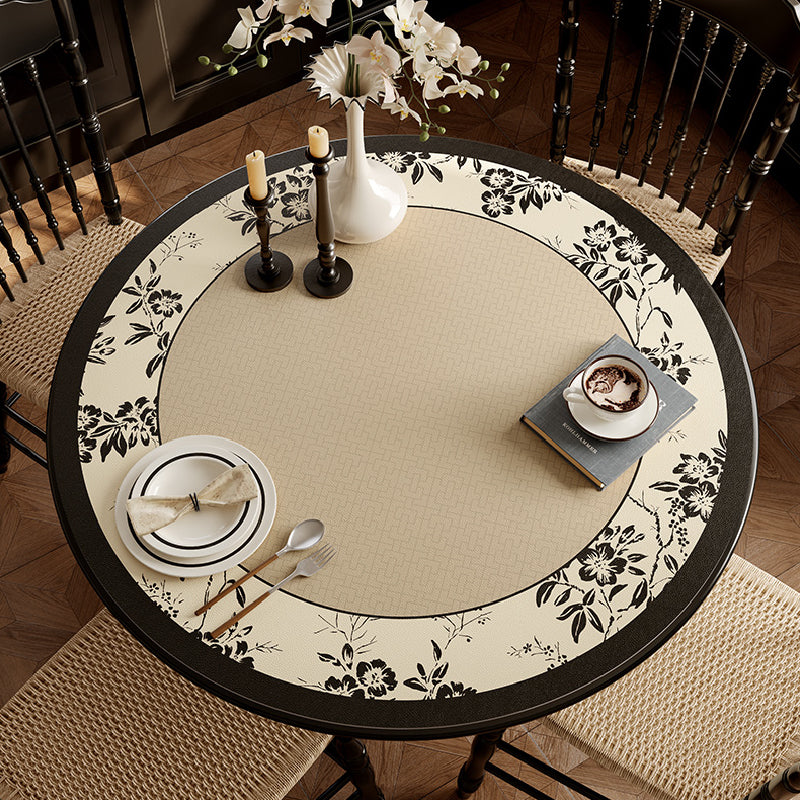 monotone floral round table mat