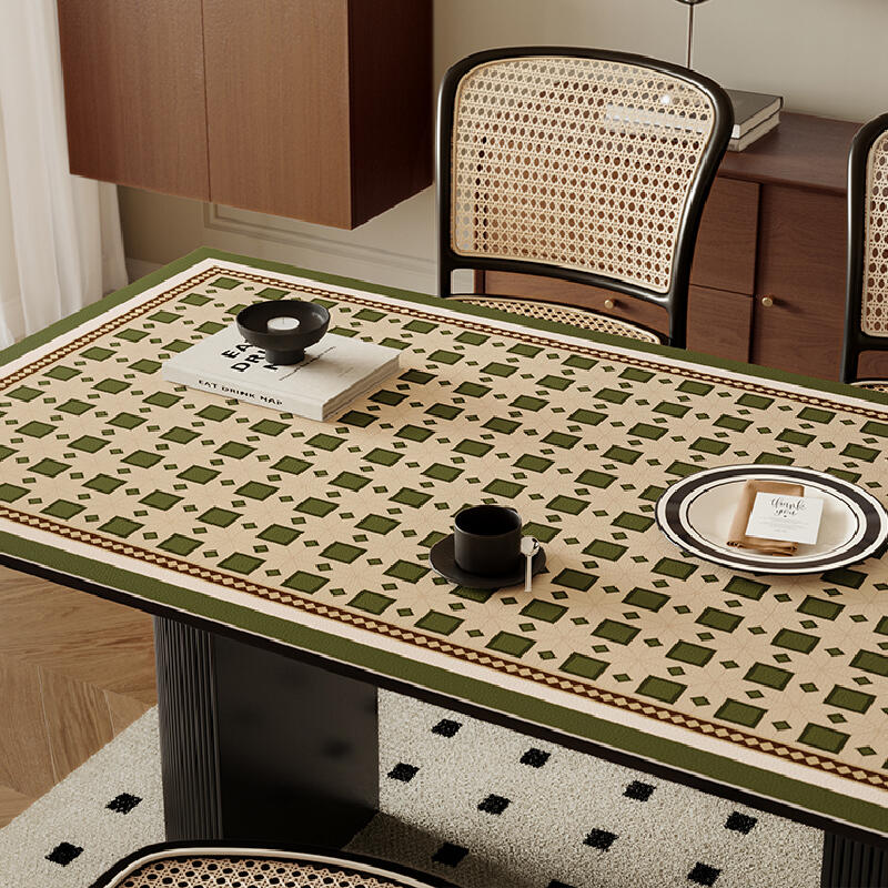 green retro tile square table mat