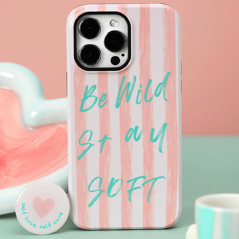 pink stripe logo iPhone case