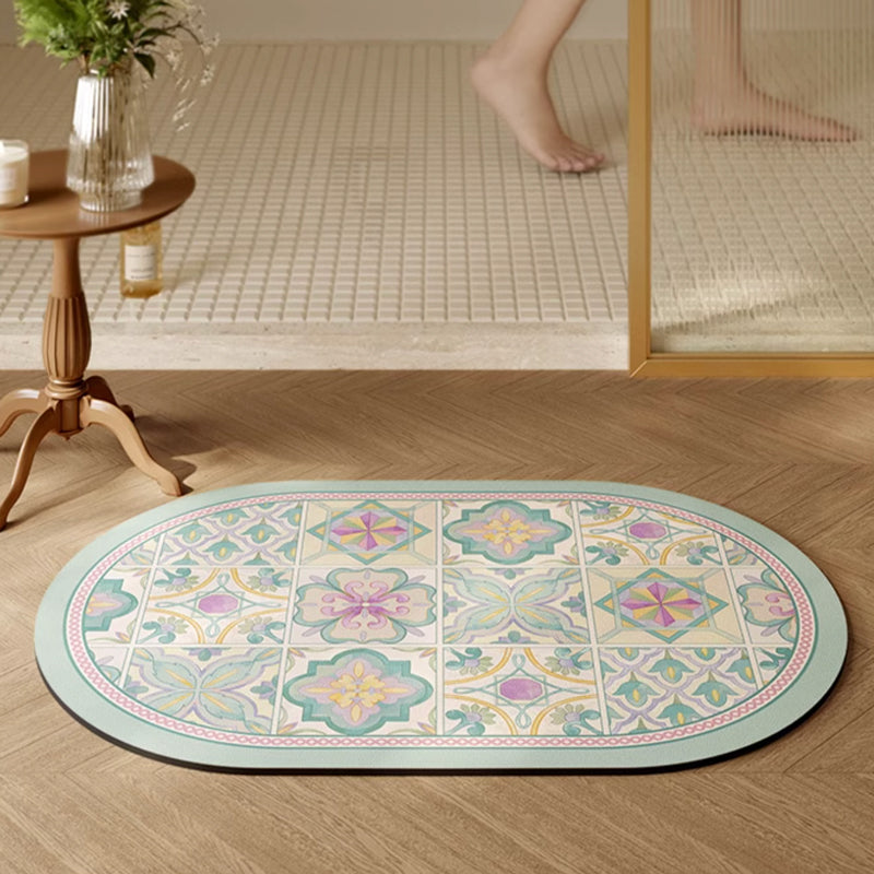 mint retro tile bath mat
